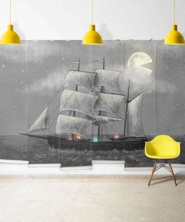 Ghost Ship Wall Mural • Cool Arcade Mash Up • Milton & King