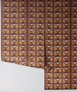 Library Card Wallpaper • Wood Drawers Design • Milton & King