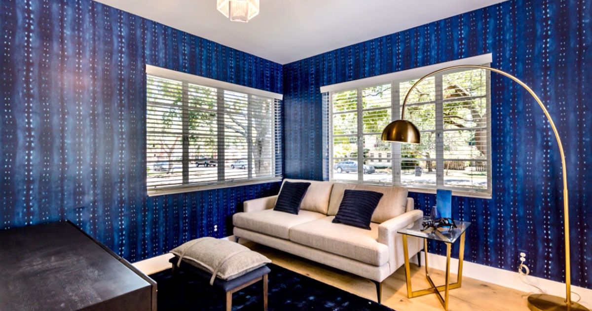 Living Room Wallpaper Blue