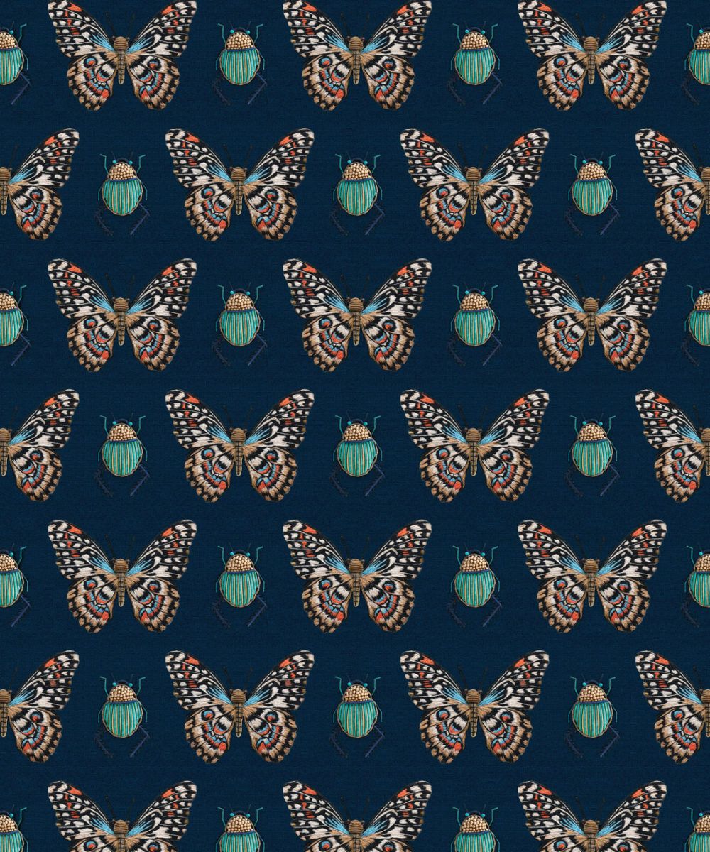 Beetle & Butterfly Wallpaper • Textured Handcrafted Style • Milton & King