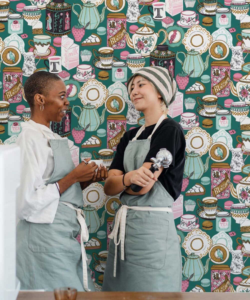 Tea Time Wallpaper • Fun, Kitchen Wallpaper • Milton & King
