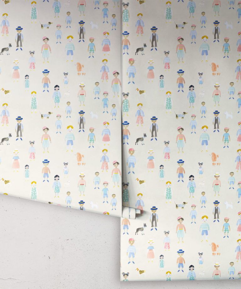 Paper Dolls Wallpaper • Fun Kids Wallpaper • Milton & King USA