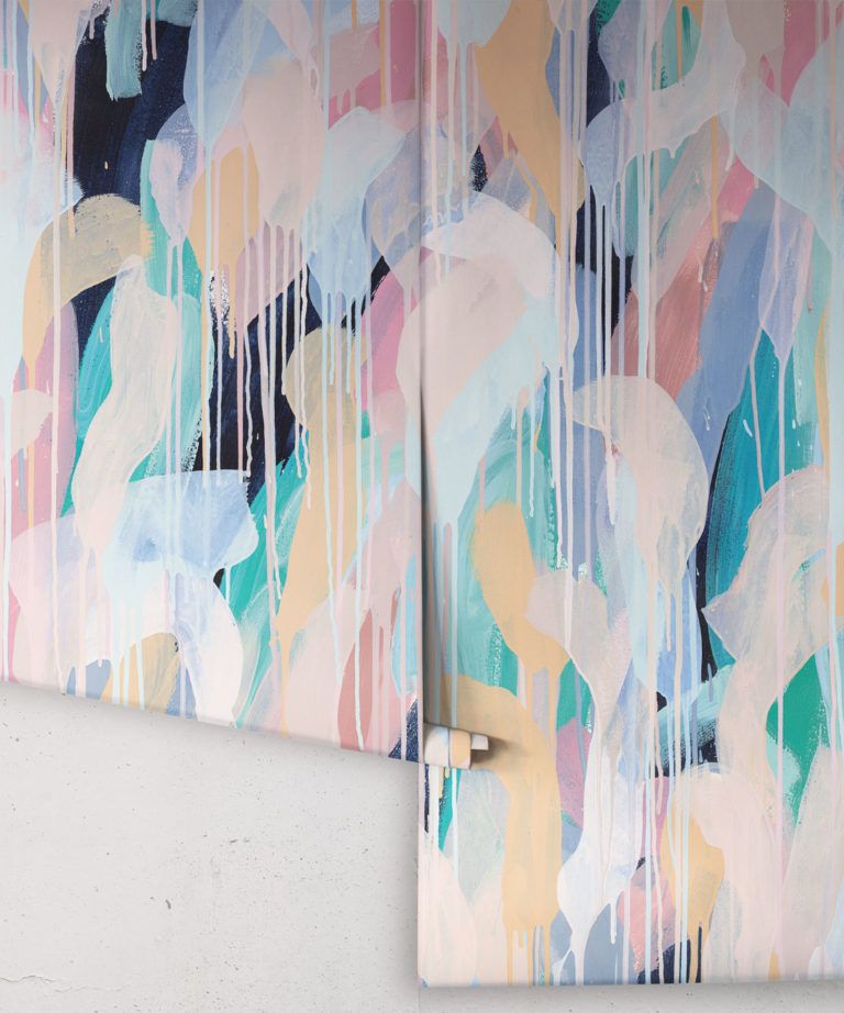 Blue Moon • Abstract Drip Paint Mural • Milton & King