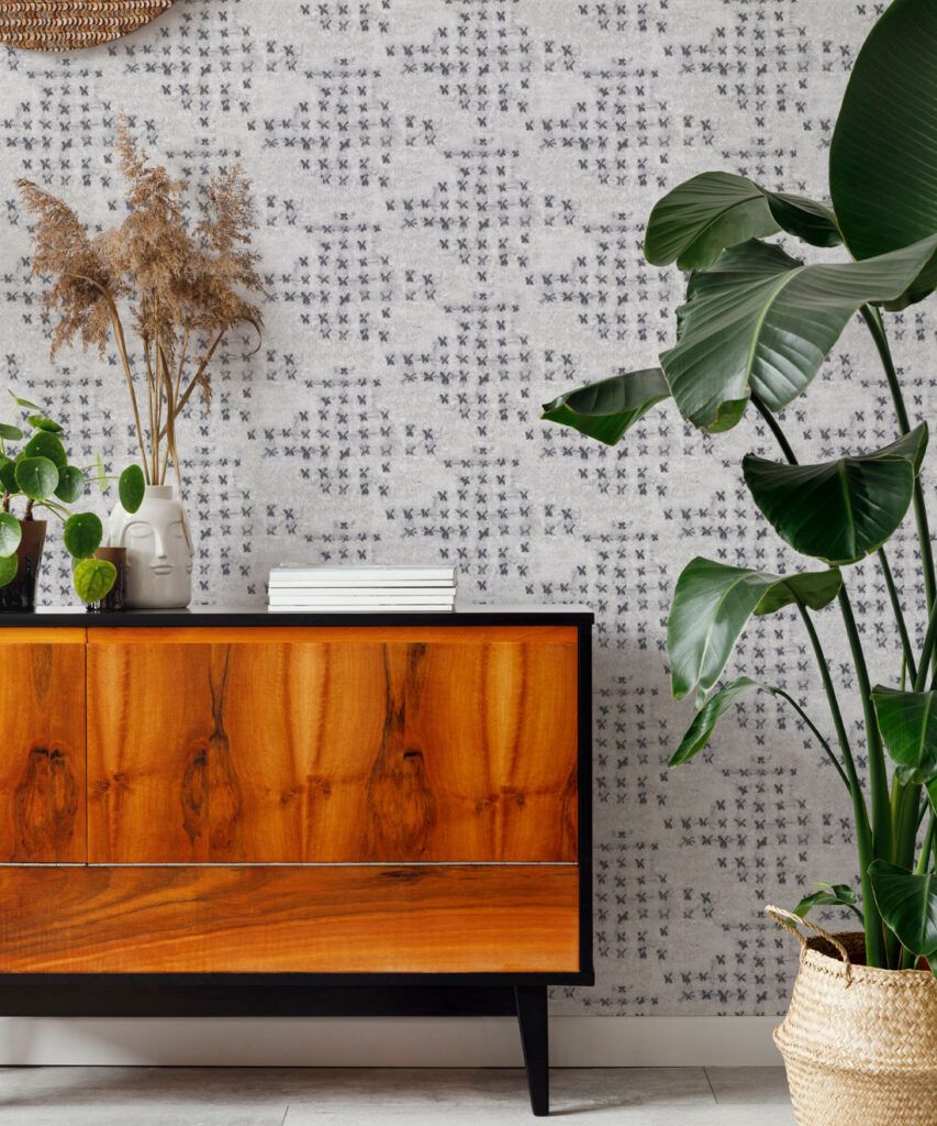 Barre Reverse Wallpaper • Hand Stitched Geometric • M & K