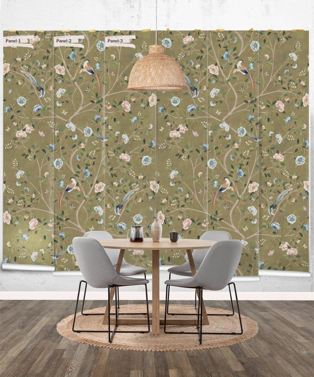 Camellia Tree Mural • Chinoiserie Wallpaper • Milton & King USA
