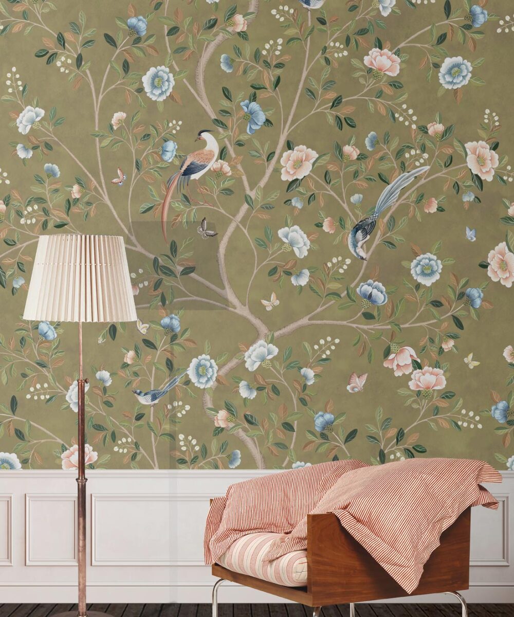 Camellia Tree Mural • Chinoiserie Wallpaper • Milton & King USA