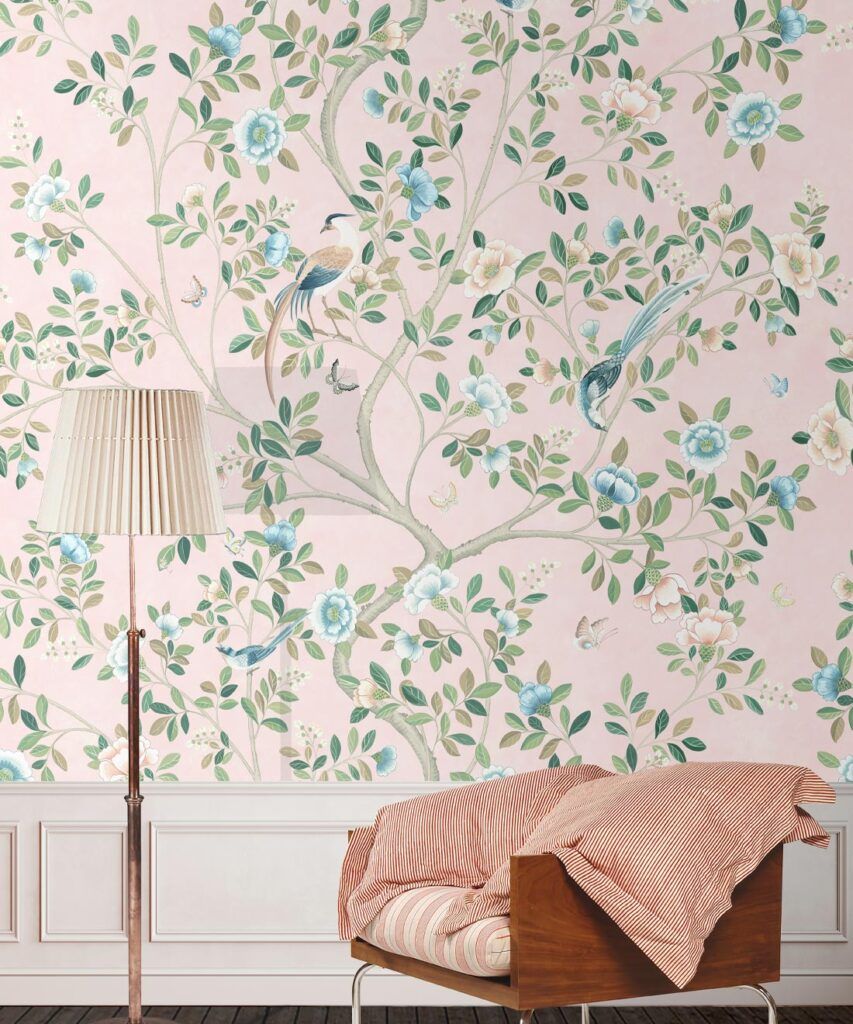Camellia Tree Mural • Chinoiserie Wallpaper • Milton & King USA