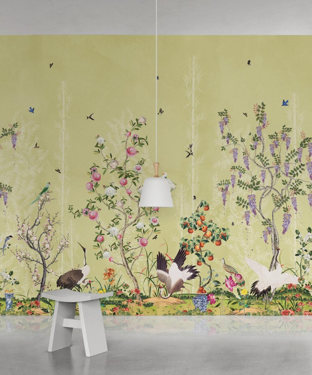 Oriental Garden Mural • Chinoiserie Wallpaper • Milton & King USA