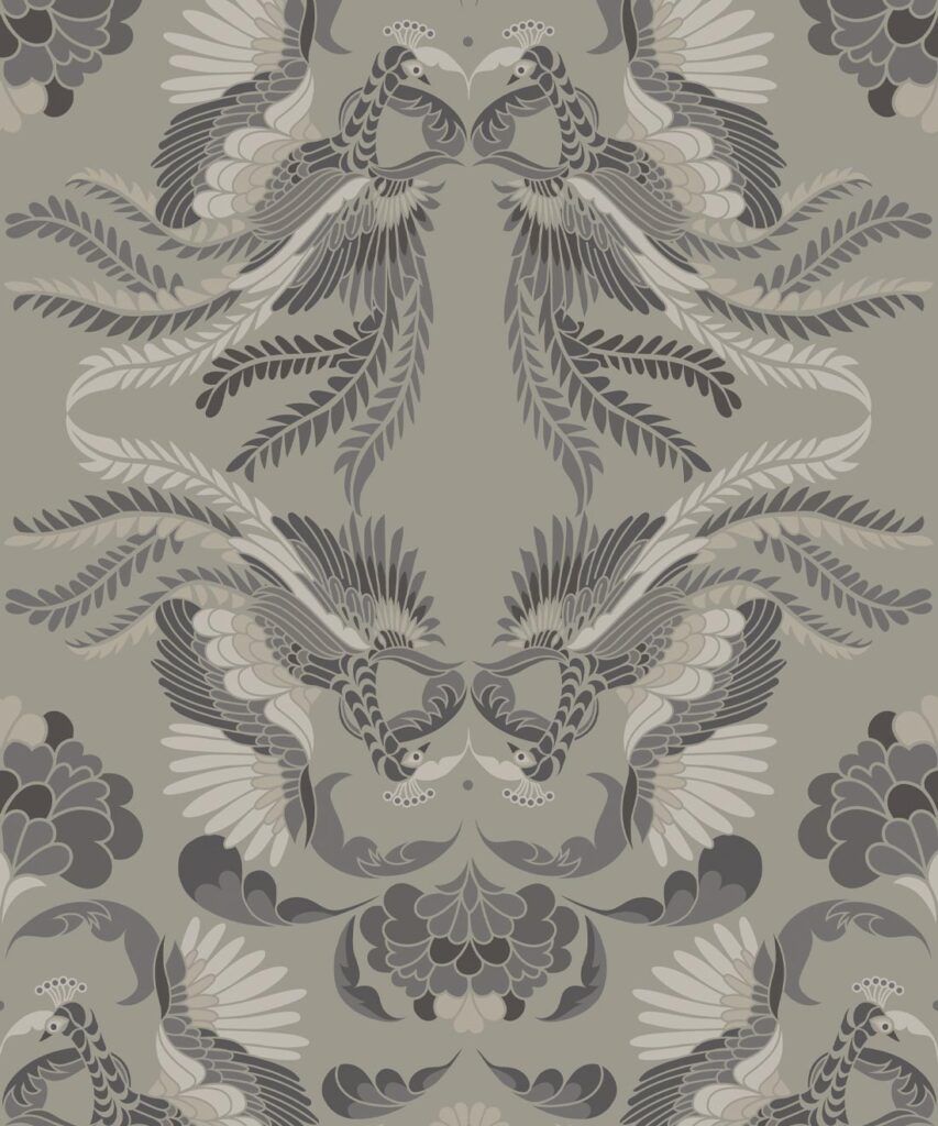 Prancing Peacocks Wallpaper • Playful Birds • Milton & King USA