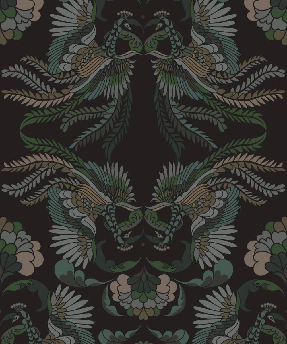 Prancing Peacocks Wallpaper • Playful Birds • Milton & King USA