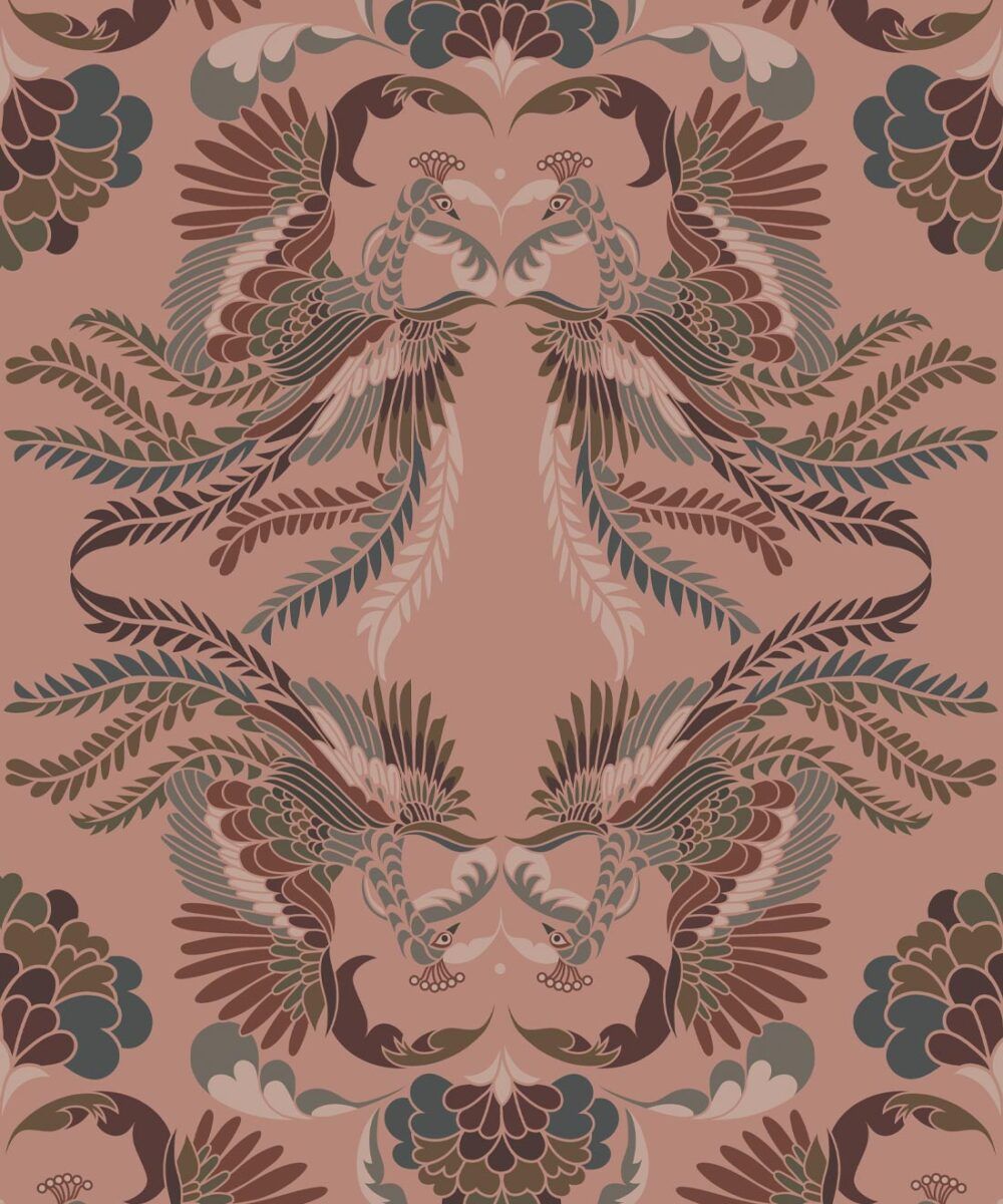 Prancing Peacocks Wallpaper • Playful Birds • Milton & King USA