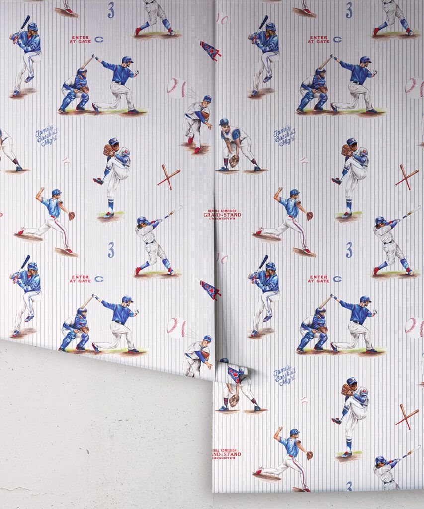 Baseball Wallpaper • Vintage Sports Decor • Milton & King USA