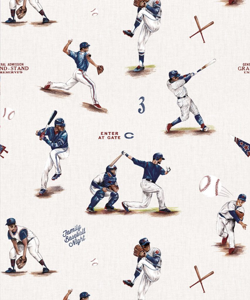 Baseball Wallpaper • Vintage Sports Decor • Milton & King USA