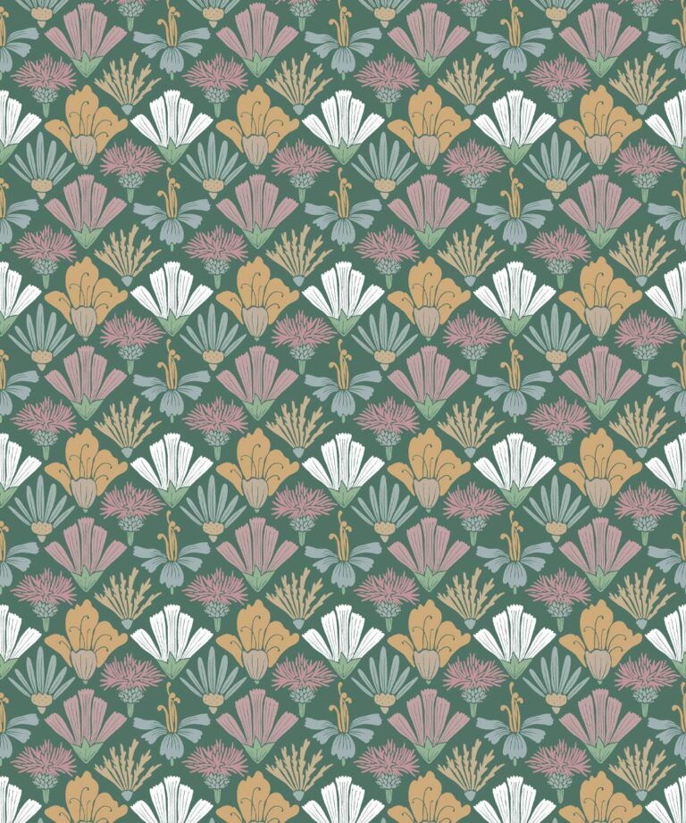Fanned Flowers Wallpaper• Floral Wallpaper • Milton & King USA
