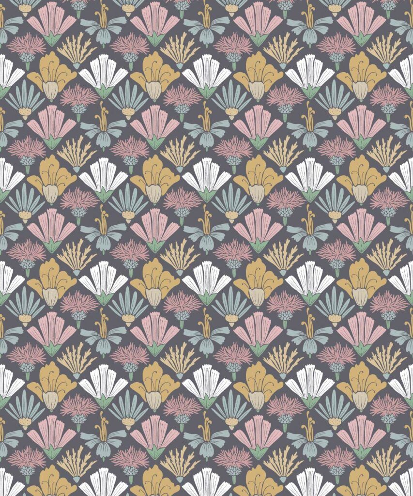 Fanned Flowers Wallpaper• Floral Wallpaper • Milton & King USA