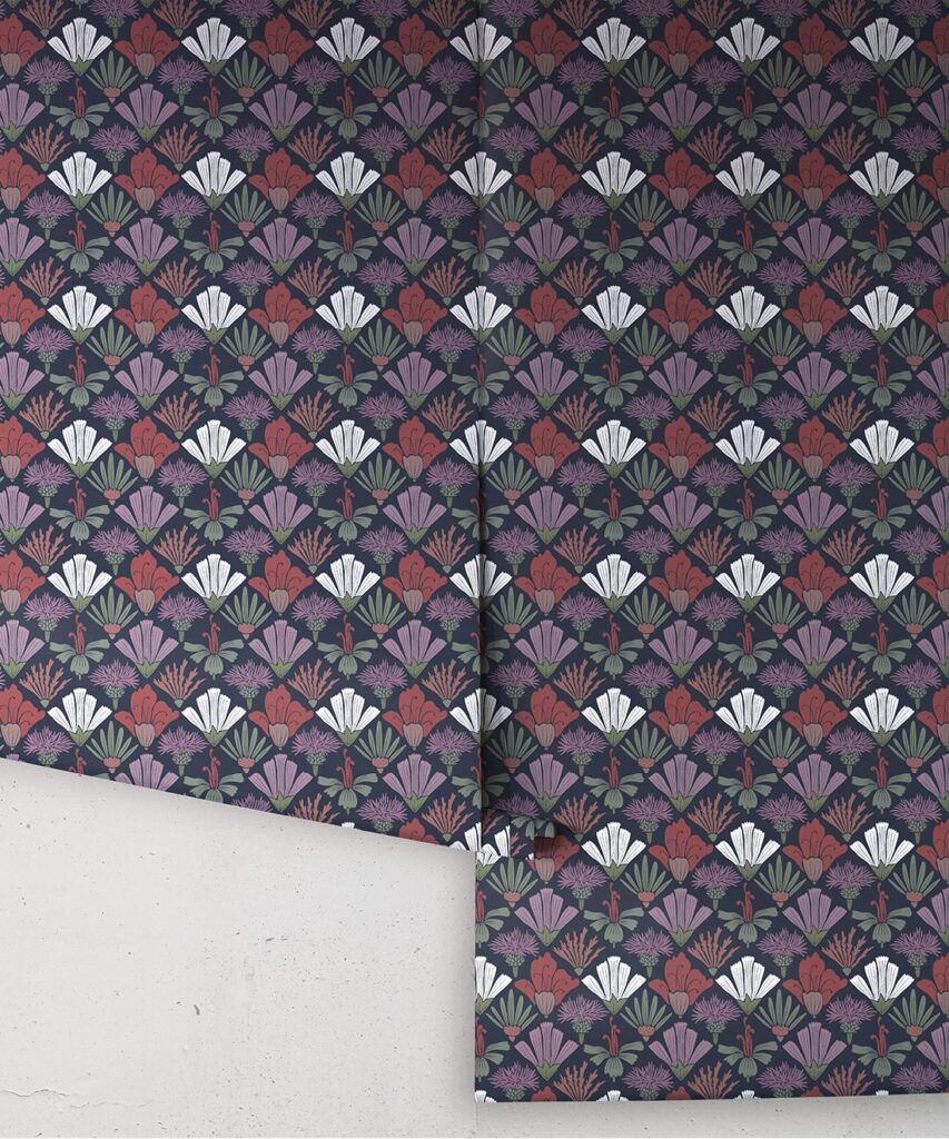 Fanned Flowers Wallpaper• Floral Wallpaper • Milton & King USA