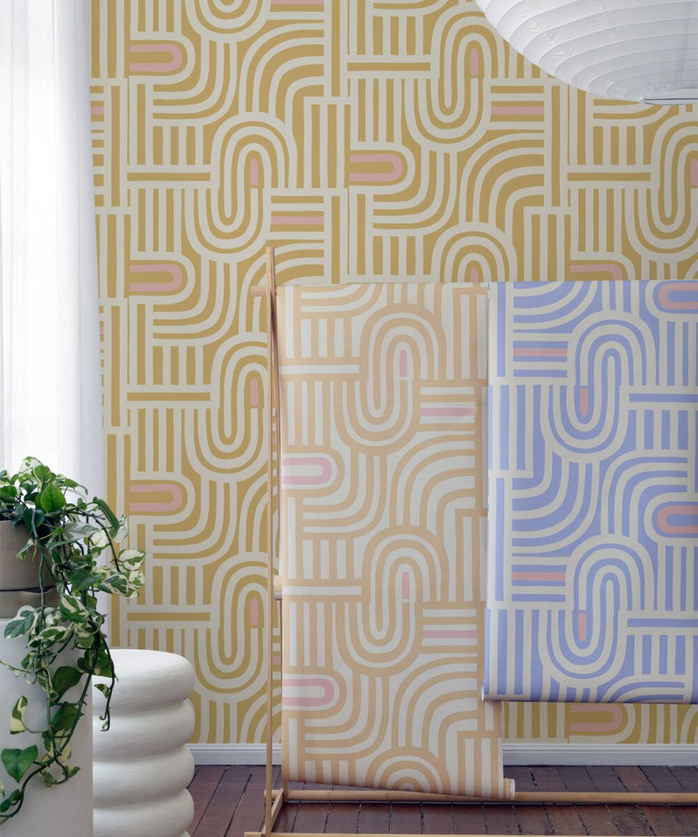 Maze Wallpaper • Arches & Rainbows • Milton & King USA