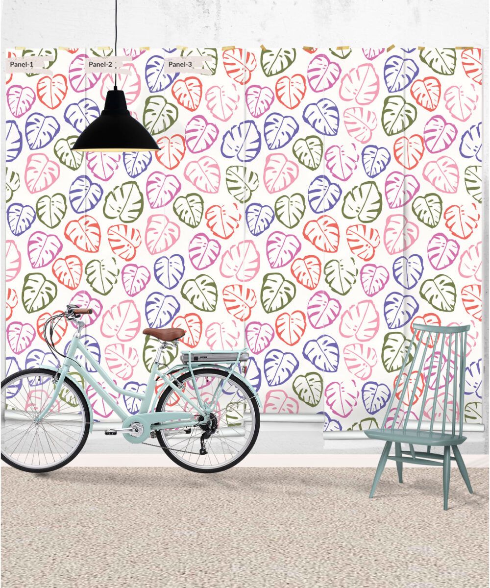 Neon Monstera Mural • Colorful Tropical Wallpaper • Milton & King
