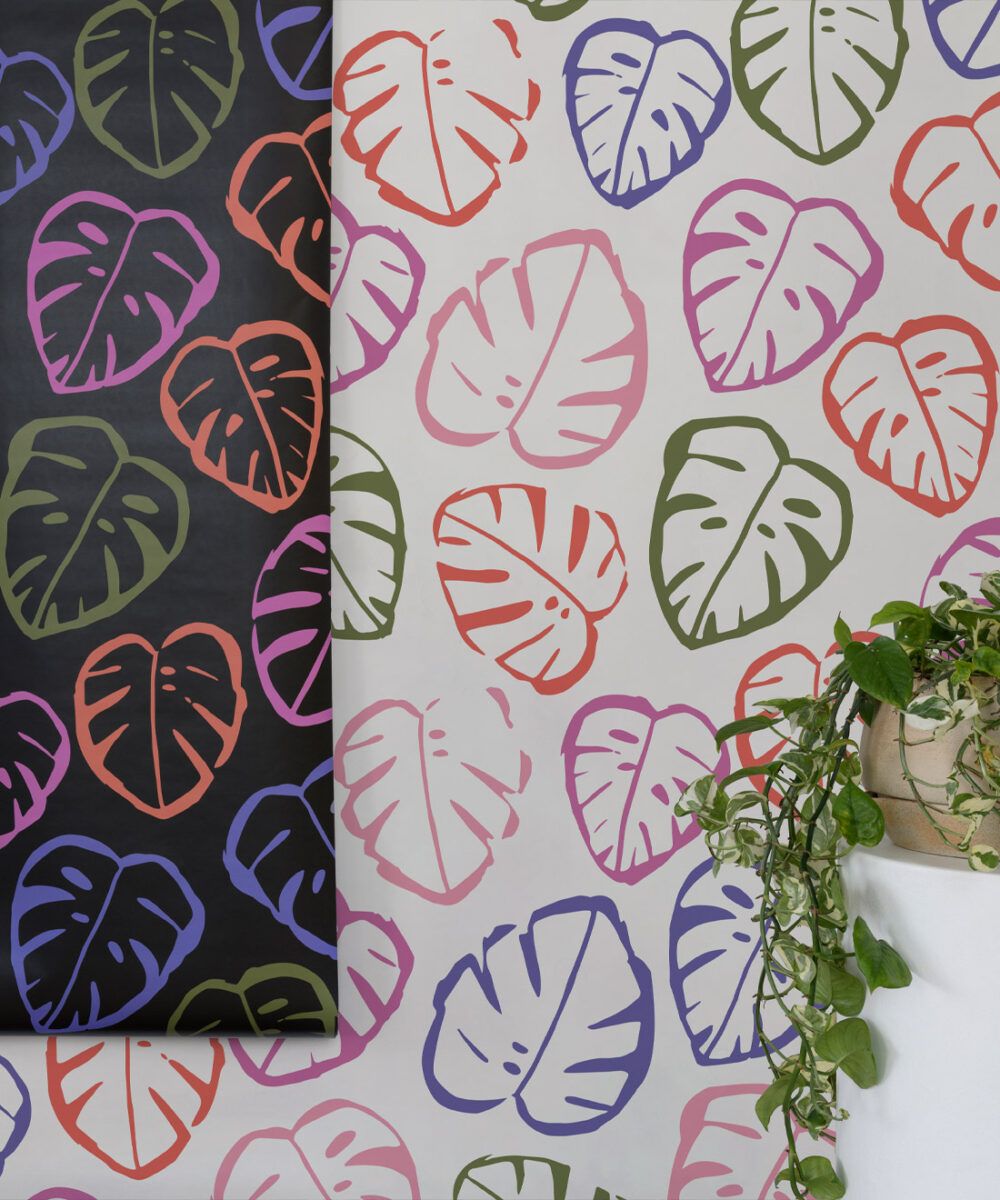 Neon Monstera Mural • Colorful Tropical Wallpaper • Milton & King