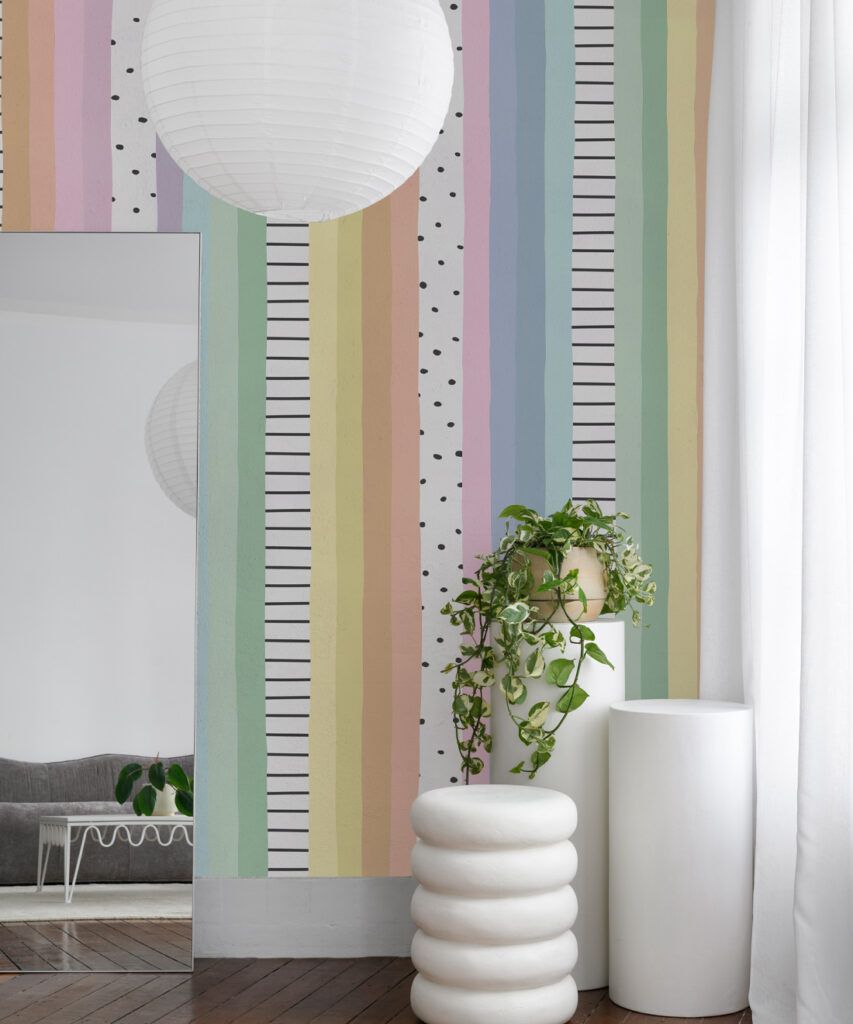 Rainbow Wall Mural • Striped Wallpaper • Milton & King USA