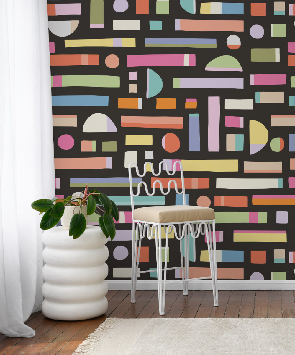 Shape Play Mural • Fun Geometric Wallpaper • Milton & King USA