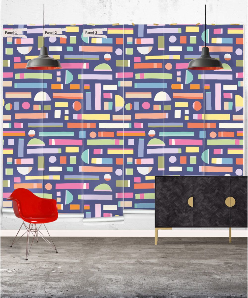 Shape Play Mural • Fun Geometric Wallpaper • Milton & King USA