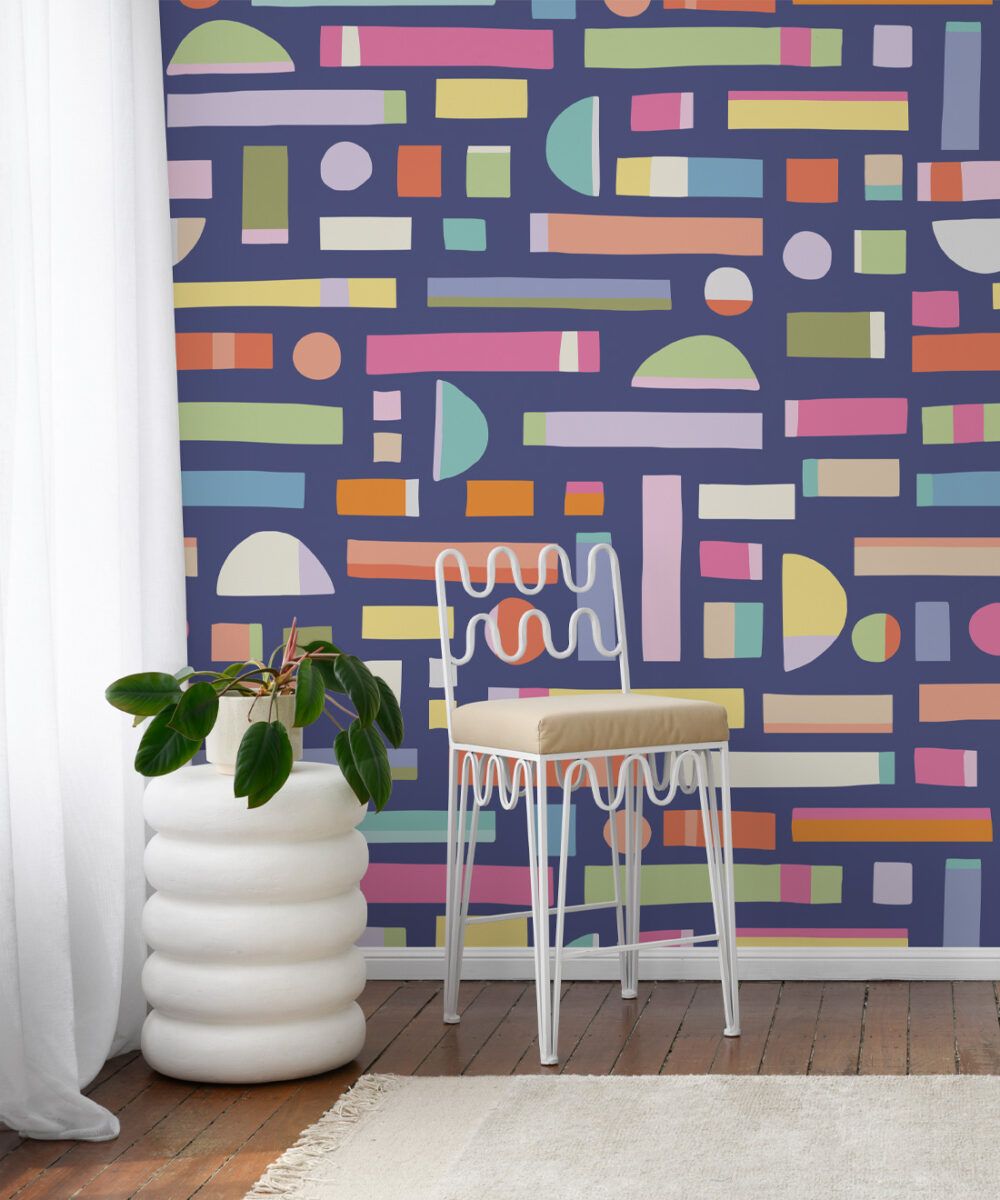 Shape Play Mural • Fun Geometric Wallpaper • Milton & King USA