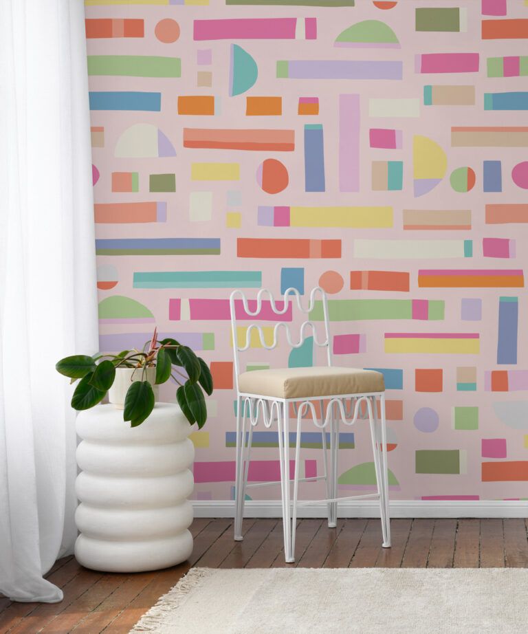 Shape Play Mural • Fun Geometric Wallpaper • Milton & King USA