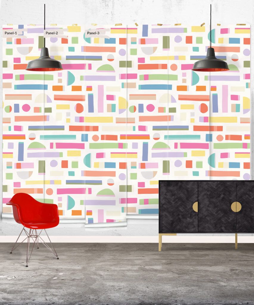 Shape Play Mural • Fun Geometric Wallpaper • Milton & King USA