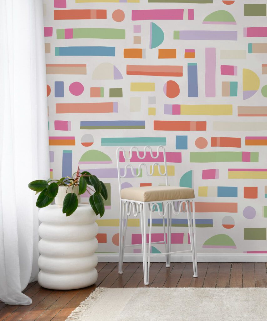 Shape Play Mural • Fun Geometric Wallpaper • Milton & King USA
