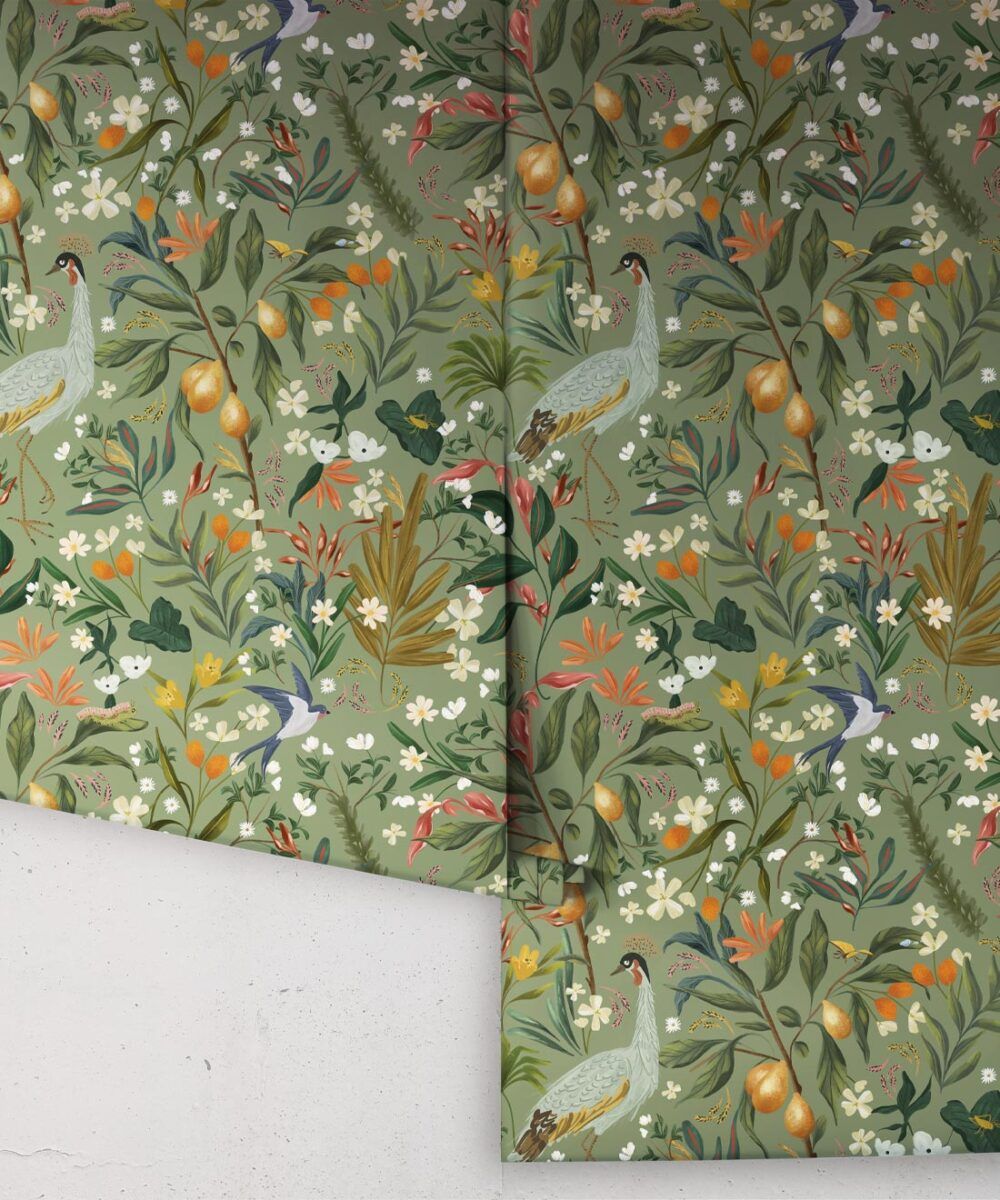 Balearic Cranes Wallpaper • Unique Bird Pattern • Milton & King US