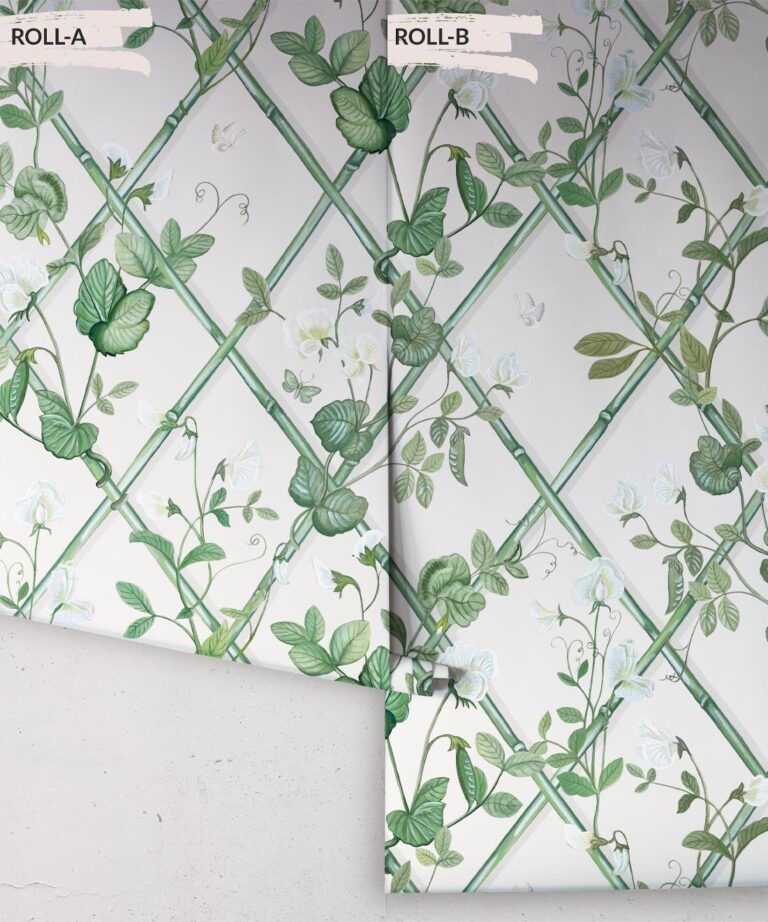 Grande Climbing Sweet Pea Wallpaper • Trellis Design • Milton & King US