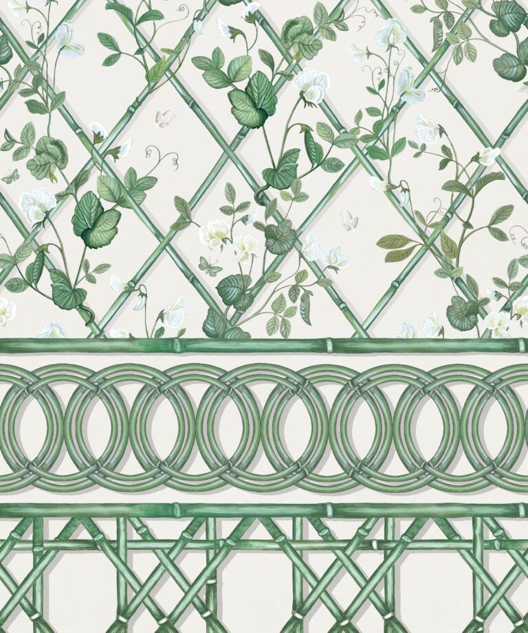 Climbing Sweet Pea Frieze Mural • Elegant Floral • Milton & King US