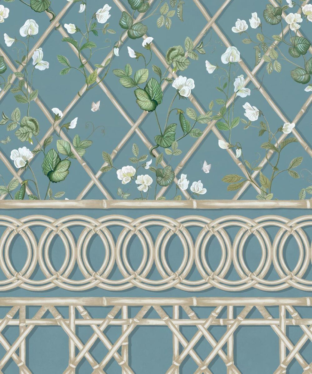 Climbing Sweet Pea Frieze Mural • Elegant Floral • Milton & King US