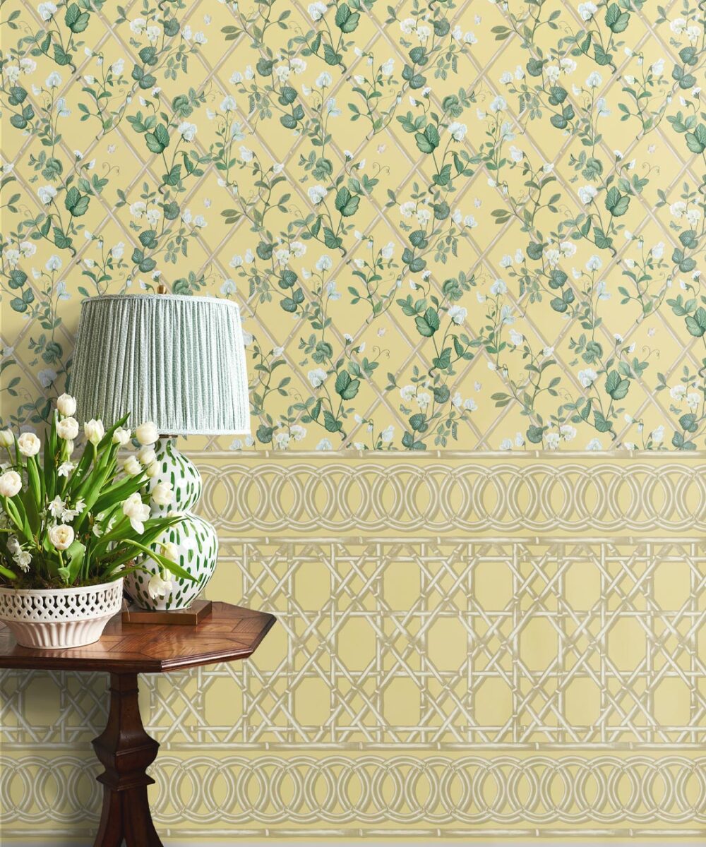 Climbing Sweet Pea Frieze Mural • Elegant Floral • Milton & King US