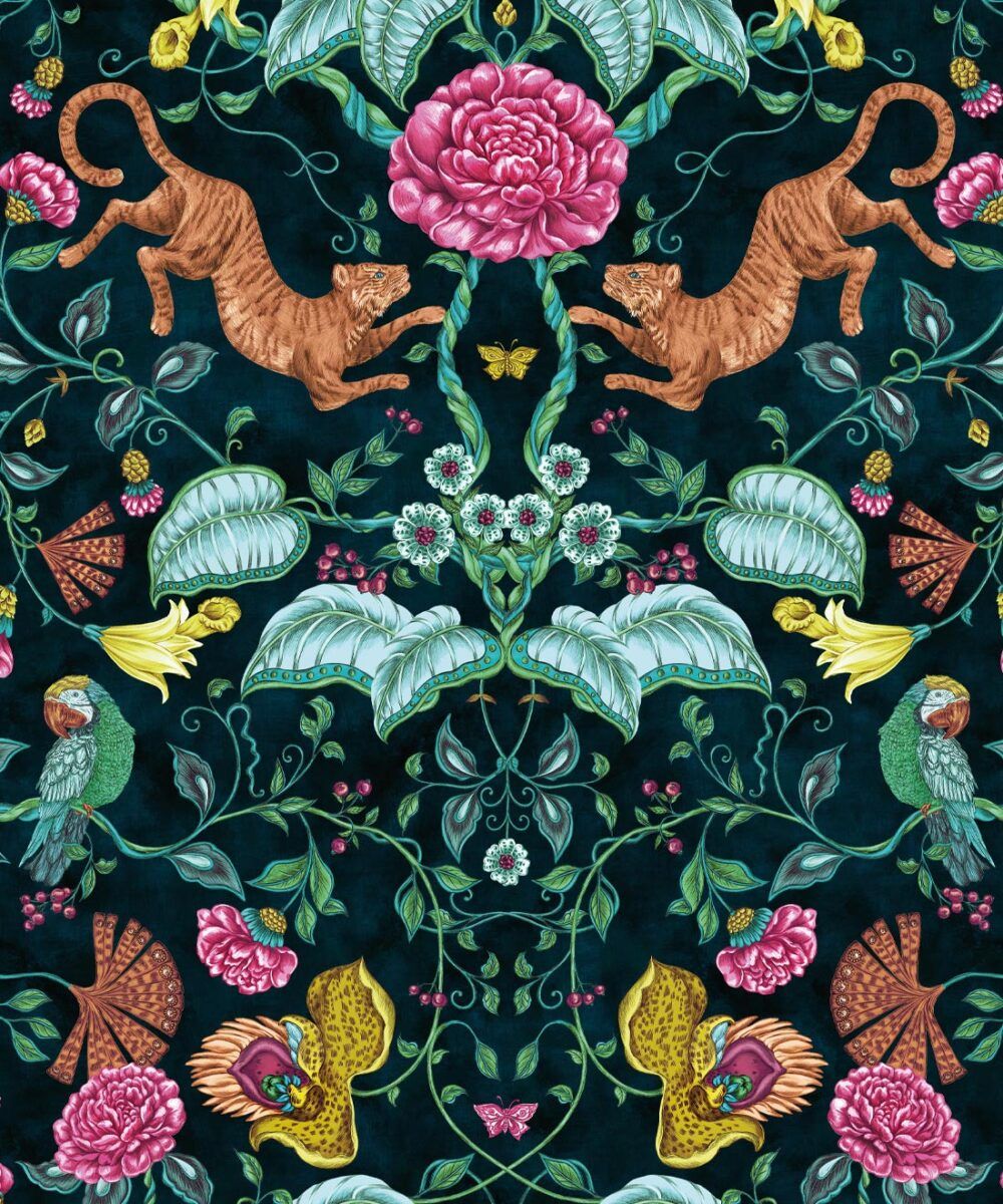 Playful Tiger Wallpaper • Detailed Jungle Wallpaper • Milton & King USA