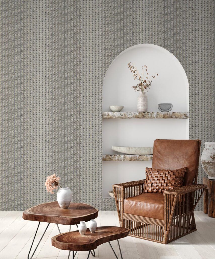 Daisy Chain Wallpaper • Floral Stripe Wallpaper • Milton & King USA