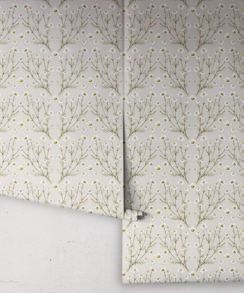 Daisy Damask Wallpaper • Floral Wallpaper • Milton & King USA