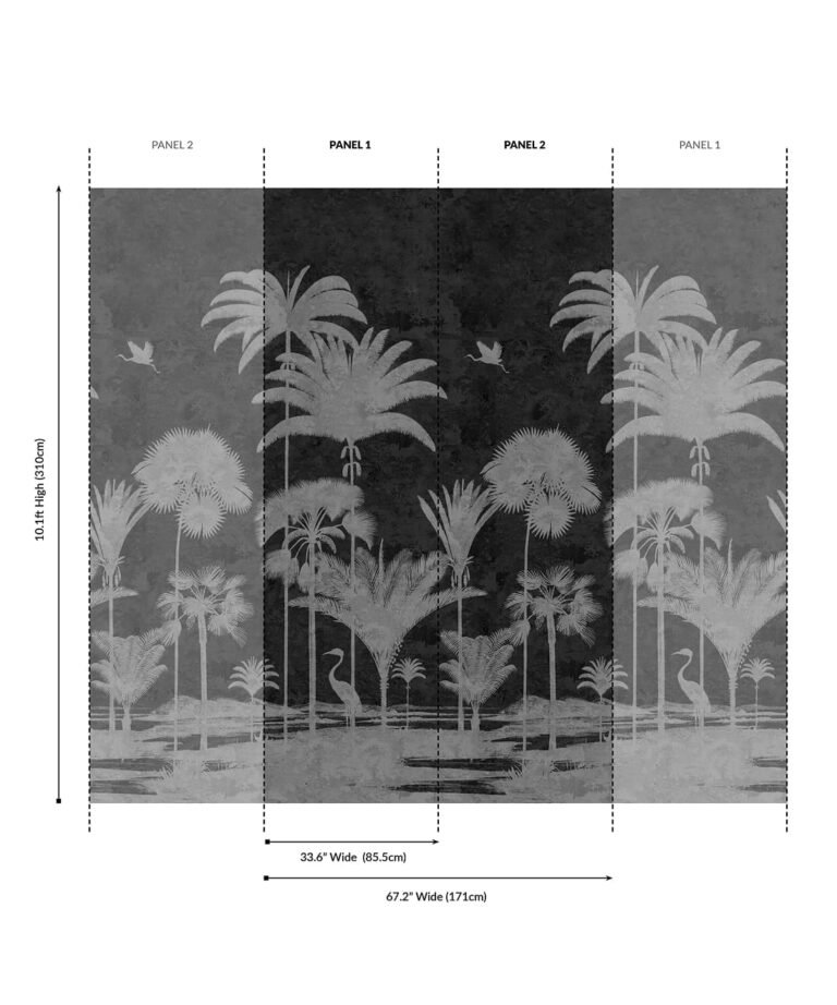 Shadow Palms Grasscloth Mural • Milton & King