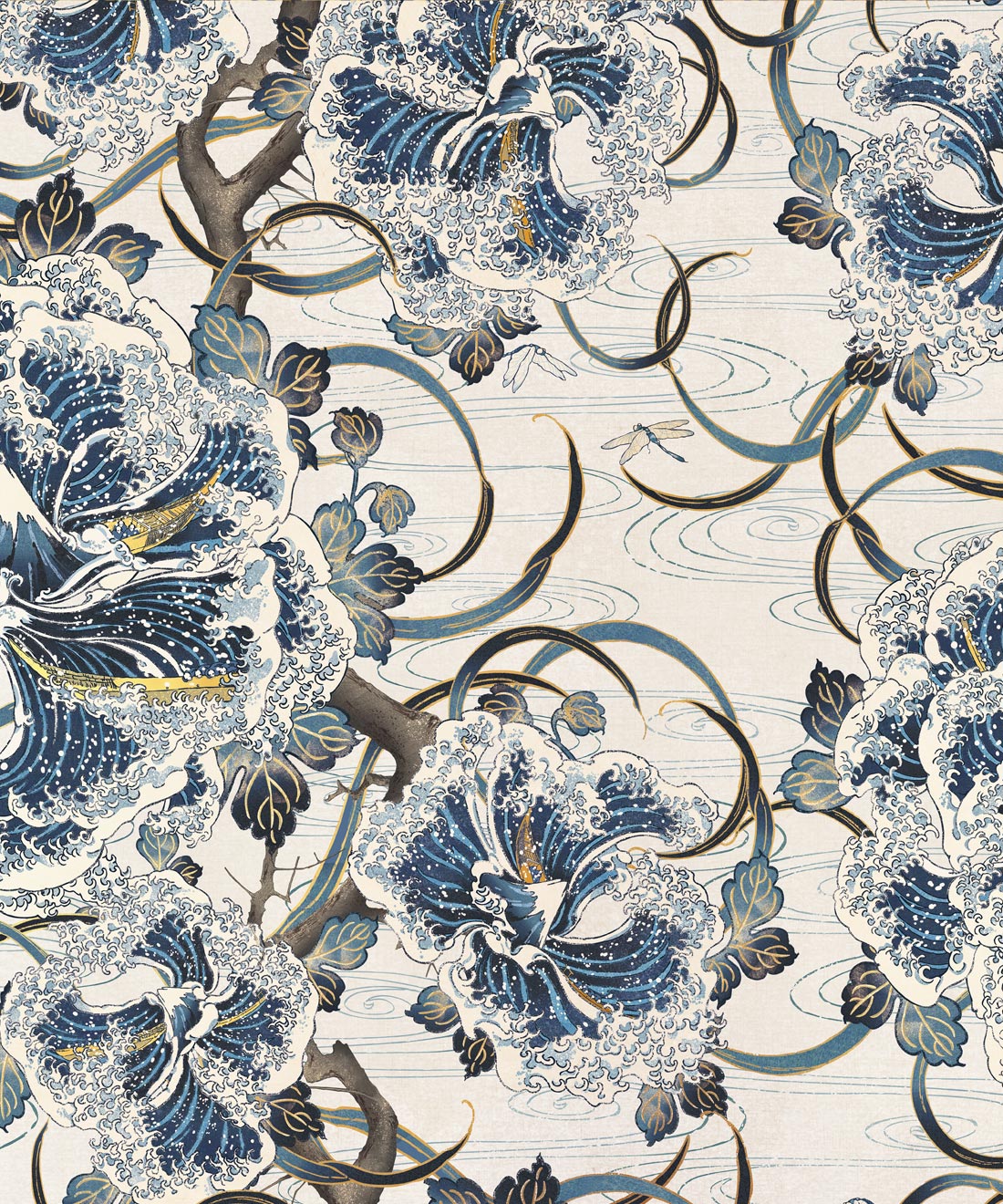 Great Wave Bloom Metallic Wallpaper • Australian Art Deco • Milton & King