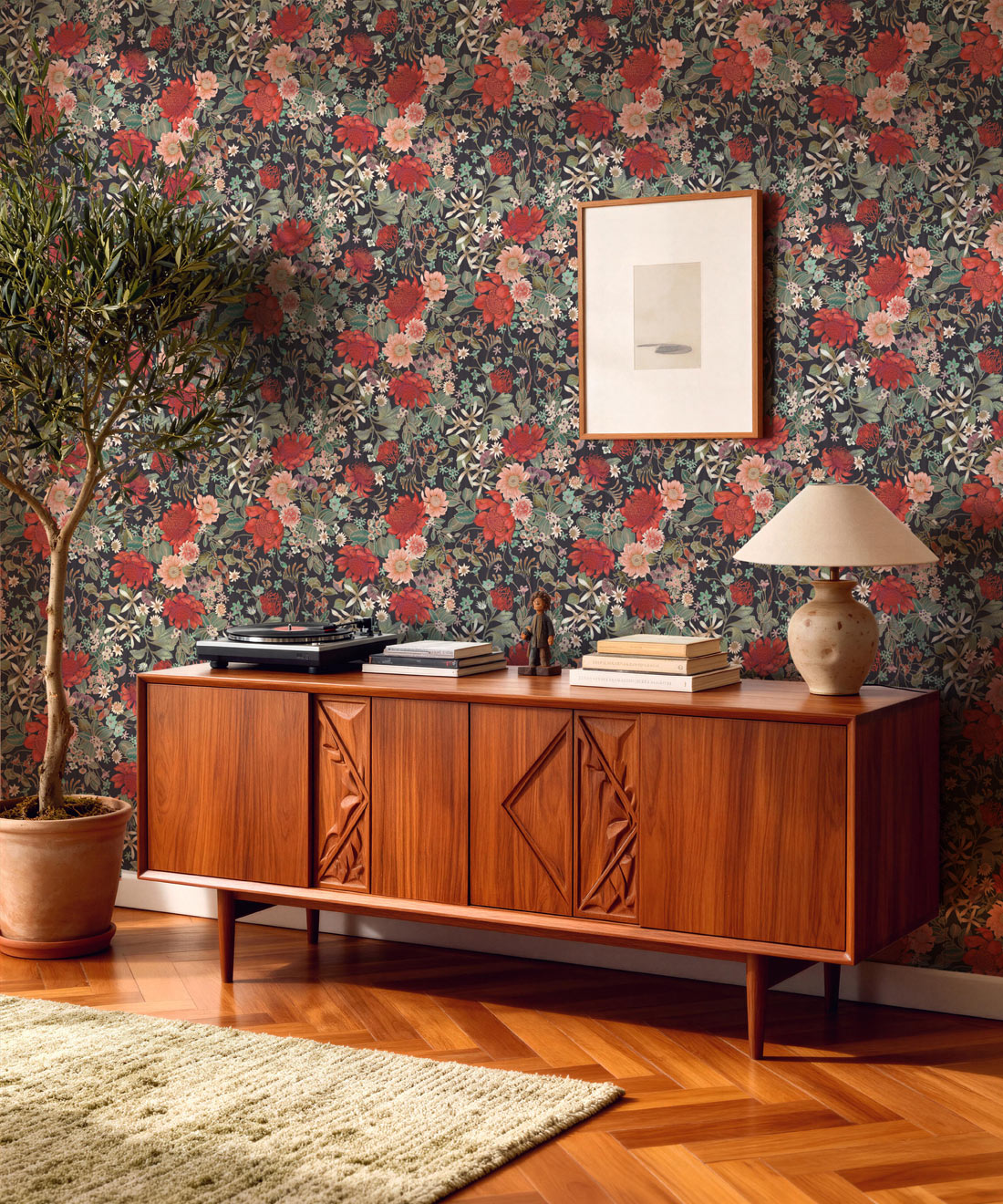 Bouquet Metallic Wallpaper • Japanese Inspired • Milton & King